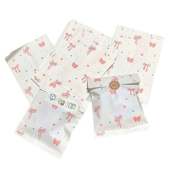 50pcs Pink Heart Paper Bags with Ribbon 12x17cm for Crafts, Gifts ...