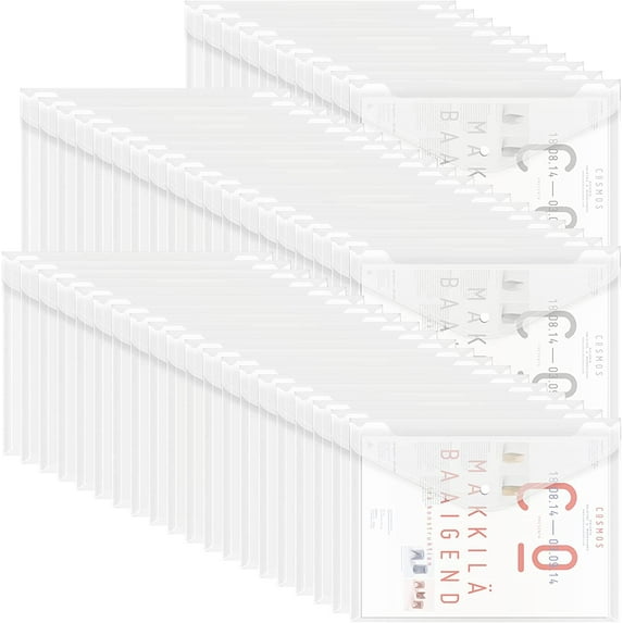 50pcs Plastic Envelopes with Button Snap Closure, Clear Poly Folders ...