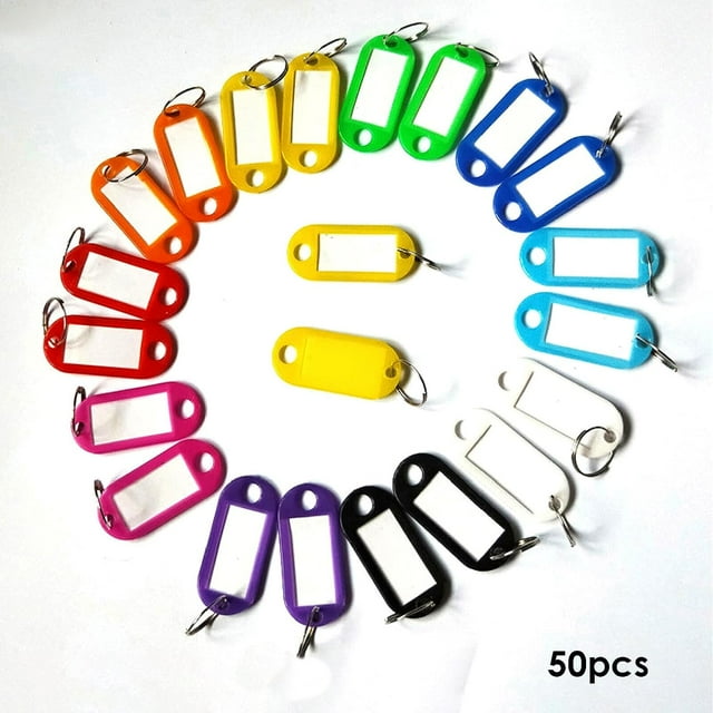50pcs Plastic Key Tags, Assorted Colors Key Chain ID Tags Key ...