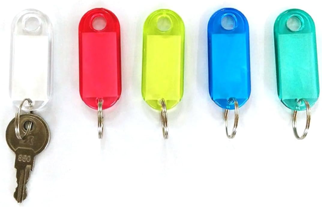 50pcs Plastic Key Tags KeyPet Tags Key Name TagWindow Ring Labels Id ...