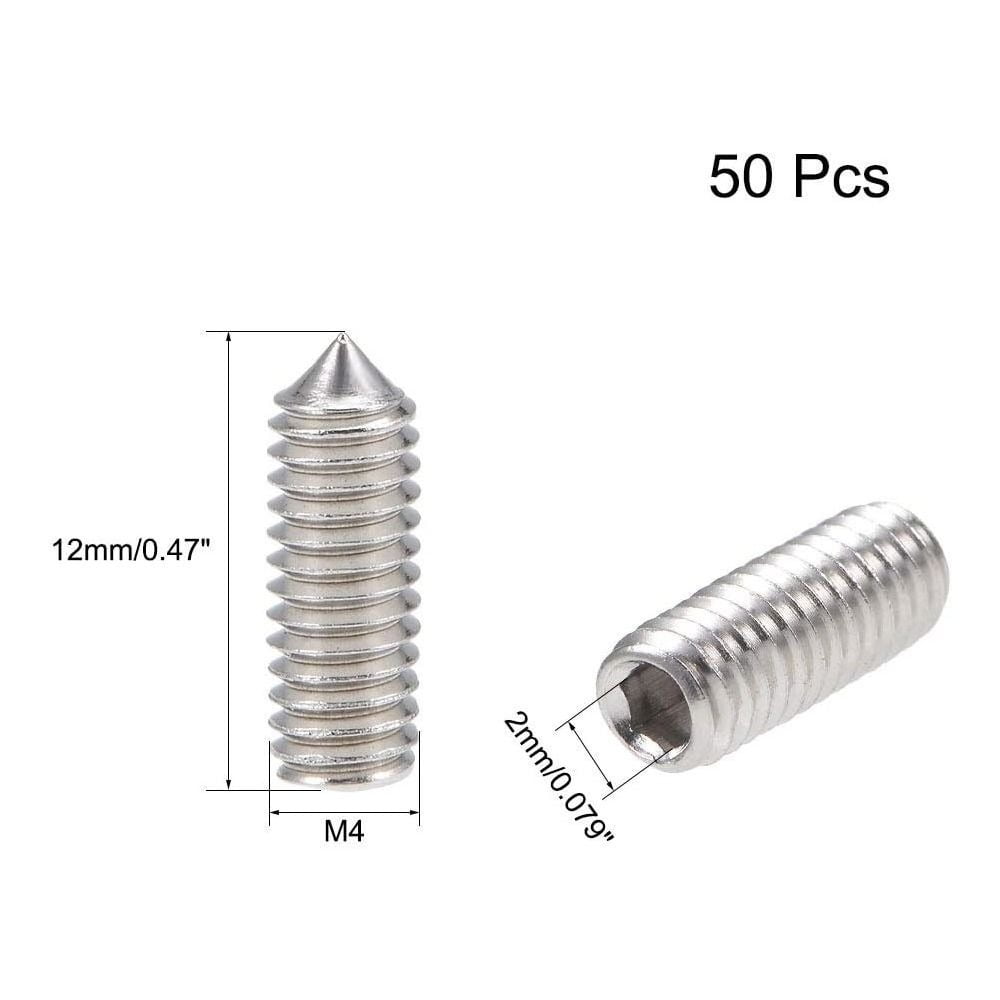 50pcs Point Set Screws Door Handles M4 304 Stainless Steel Allen Head ...