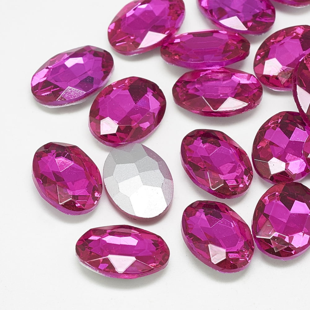 50pcs Pointed Back Glass Rhinestone Cabochons Back Plated Faceted Oval ...