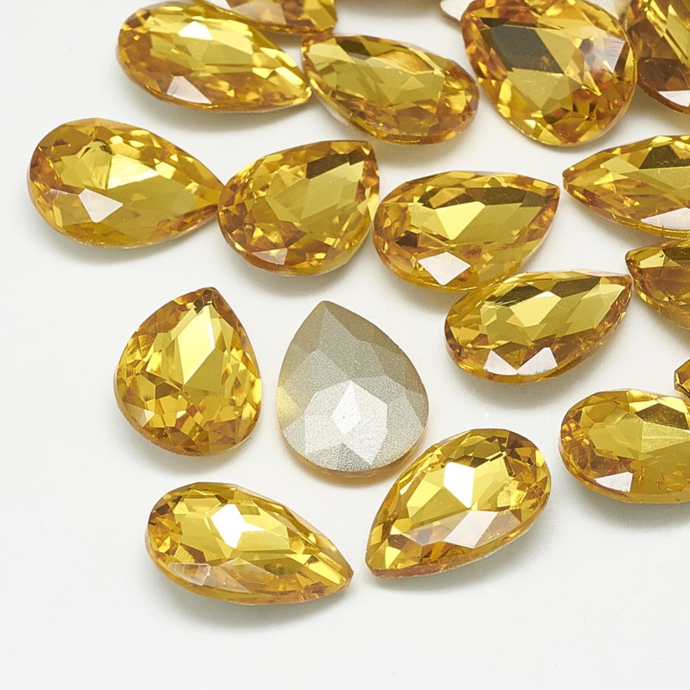 50pcs Pointed Back Glass Rhinestone Cabochons Back Plated Faceted ...