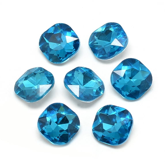 50pcs Pointed Back Glass Rhinestone Cabochons Faceted Back Square Deep ...