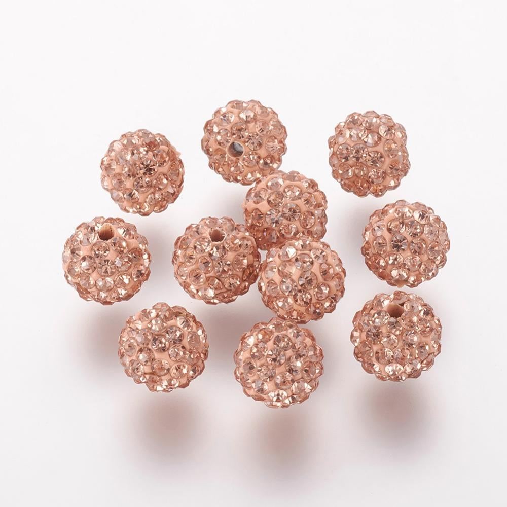 50pcs Polymer Clay Rhinestone Beads Grade A Round Pave Disco Ball Beads ...
