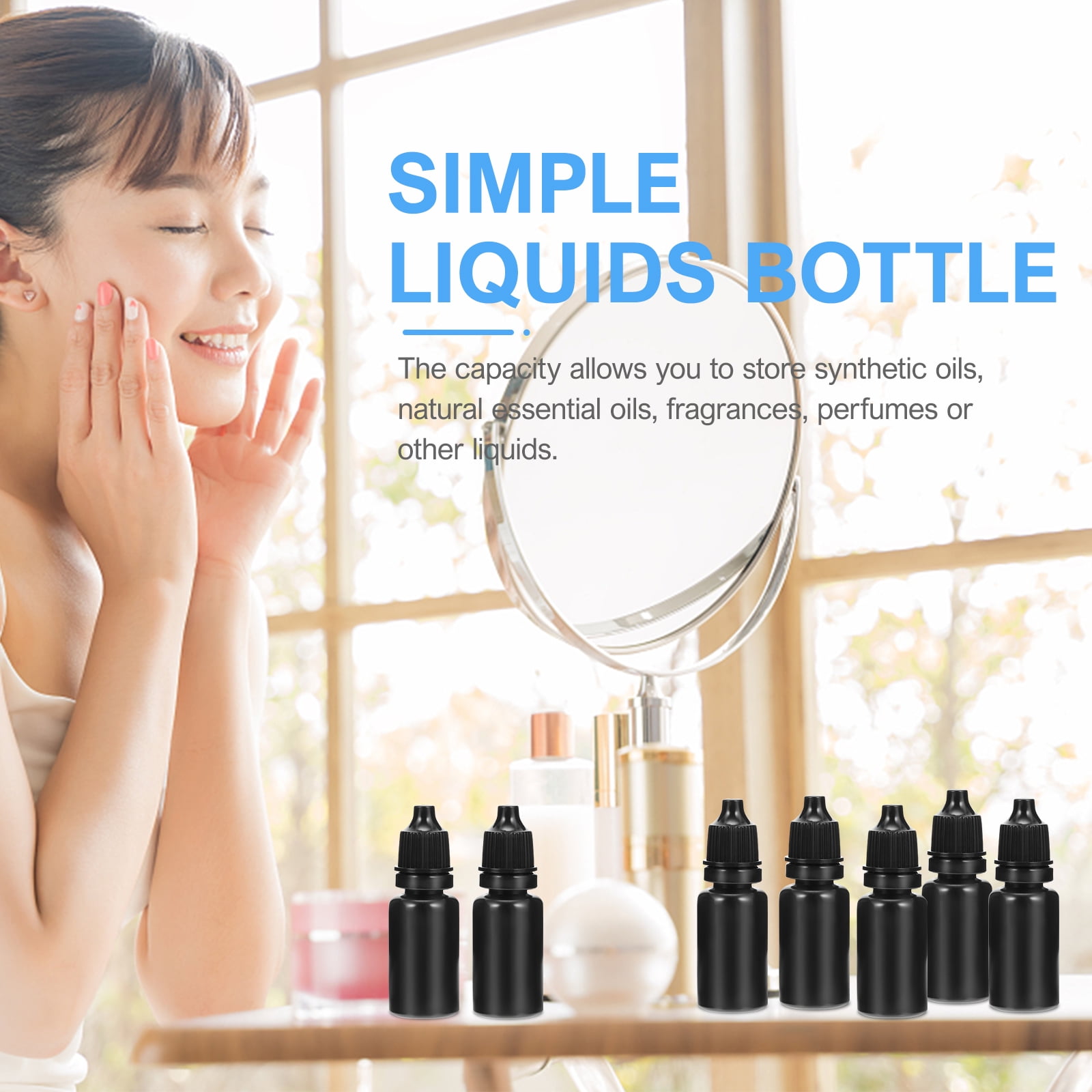 FELTECHELECTR Essential Oils Bottles Black Cylindrical 50Pcs 6x2In ...