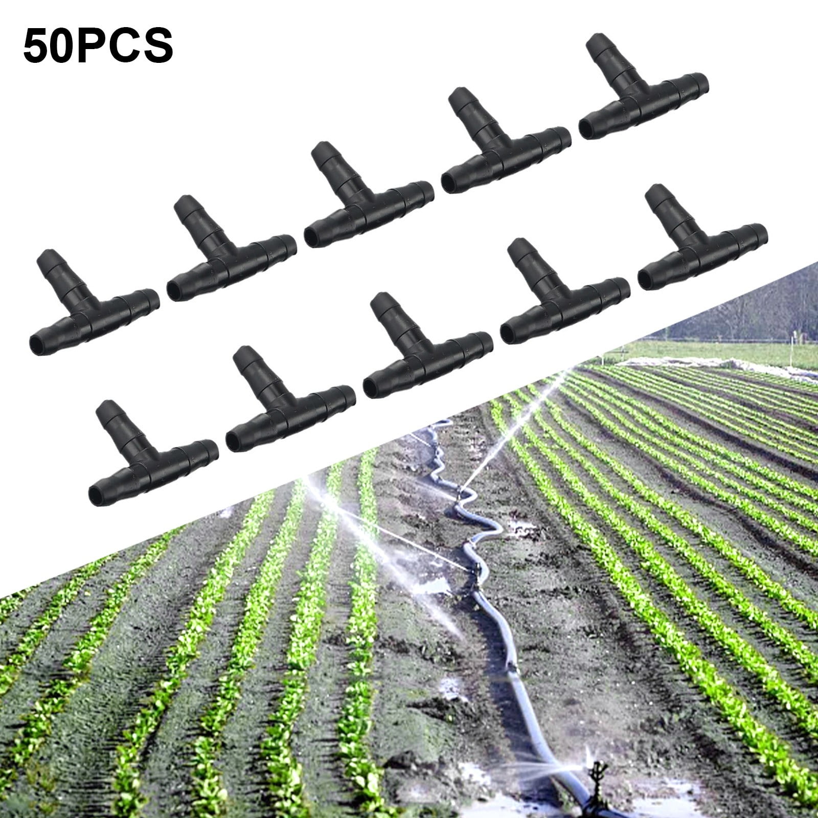 50pcs Practical Drip Sprinkler Irrigation Barbed Tee Connector For 4 ...