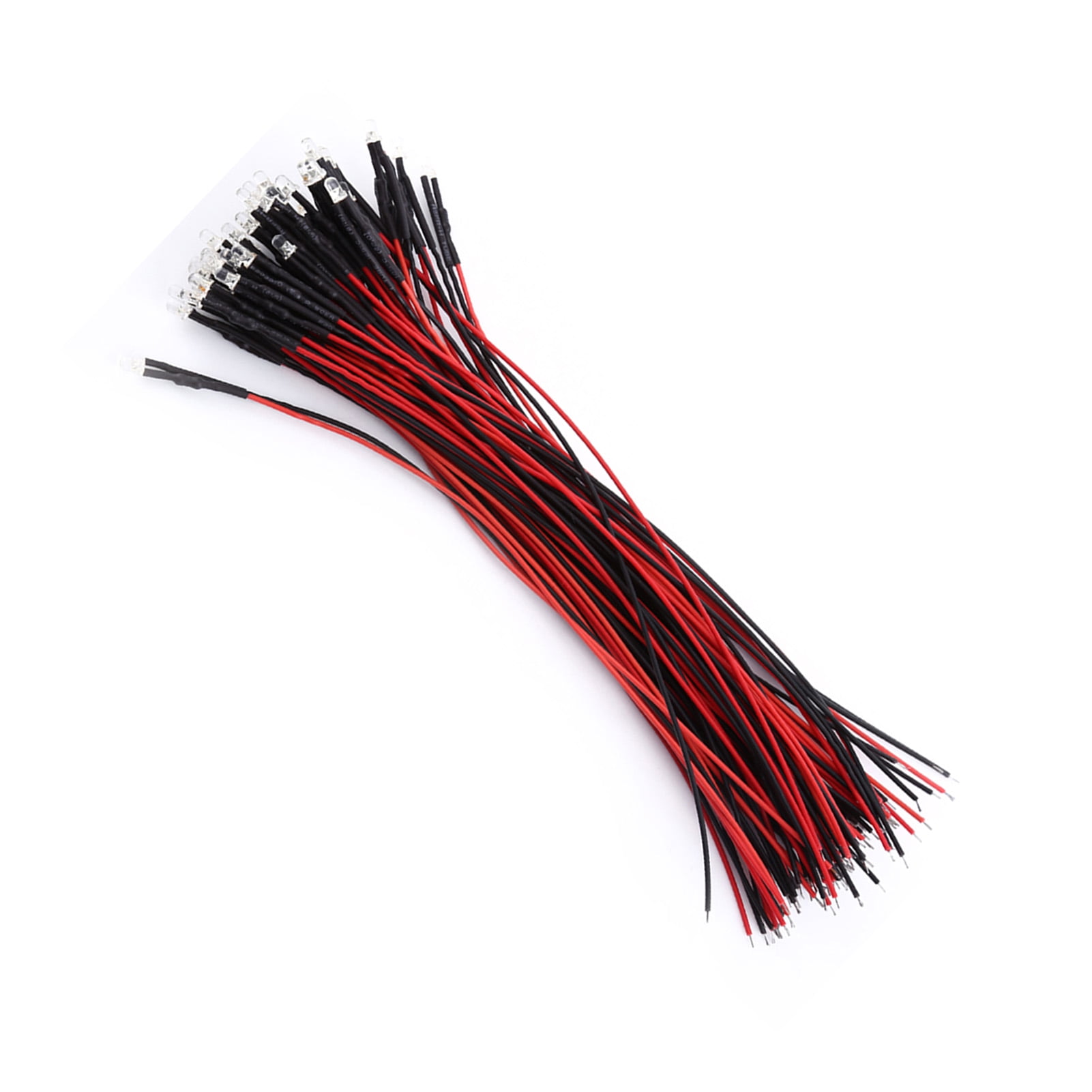 50pcs Pre Wired DC 9-12V 3 5 10mm Water Clear LED Diodes White Red Blue ...