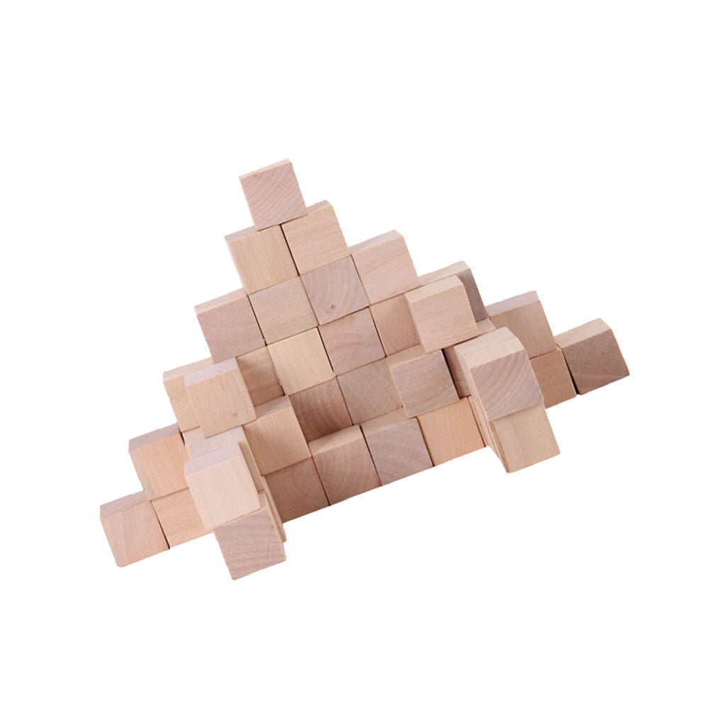 50pcs Primary Color Square Cubes Wooden Craft Cubes Precise Cutting ...