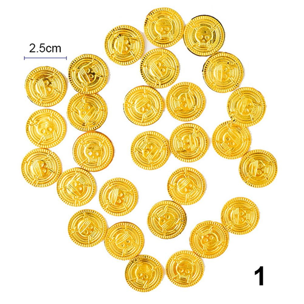 50pcs Prop Favors Decorations Game Coin Skull Pirate Gold Coins ...