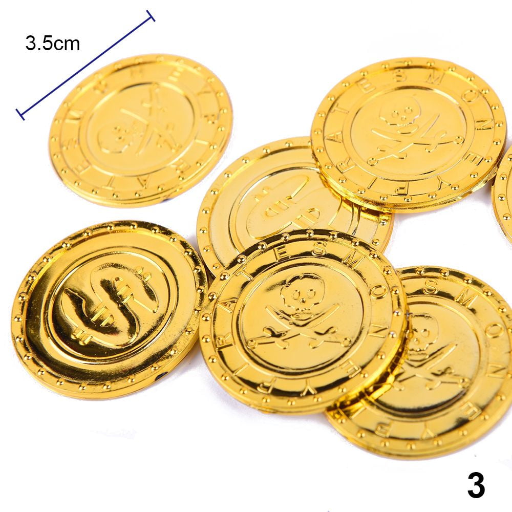 50pcs Prop Favors Decorations Game Coin Skull Pirate Gold Coins ...