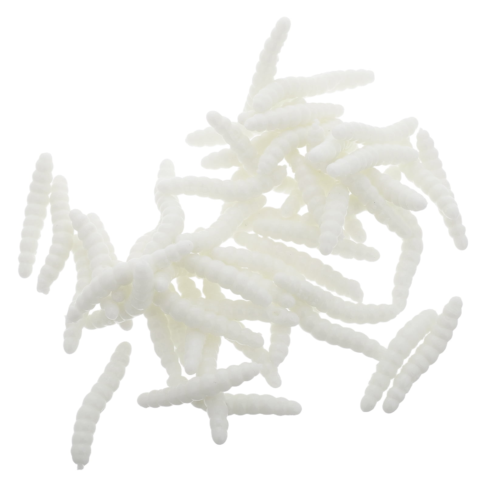 50pcs Realistic Maggot Toys For Halloween Pranks Soft Fake Worms ...