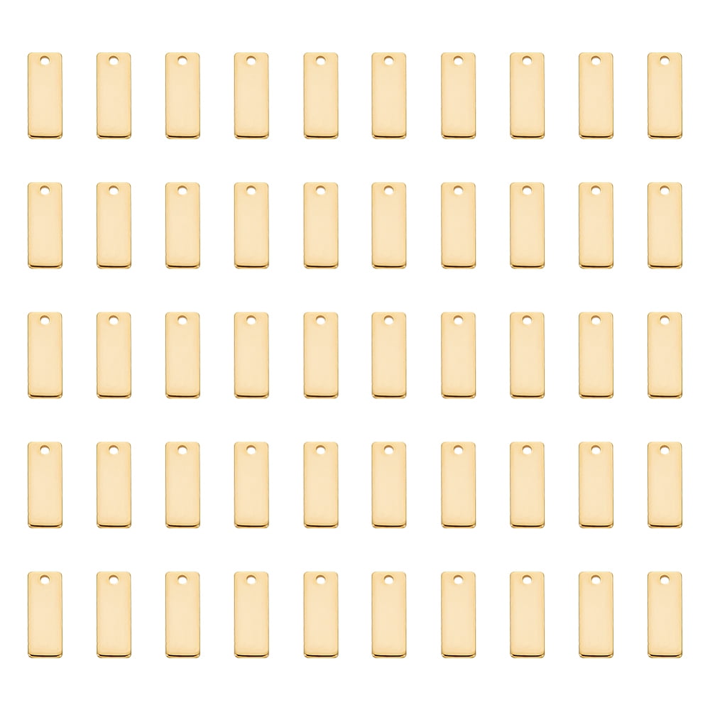 50pcs Rectangle Stamping Blanks 201 Stainless Steel Charms 13x5mm ...