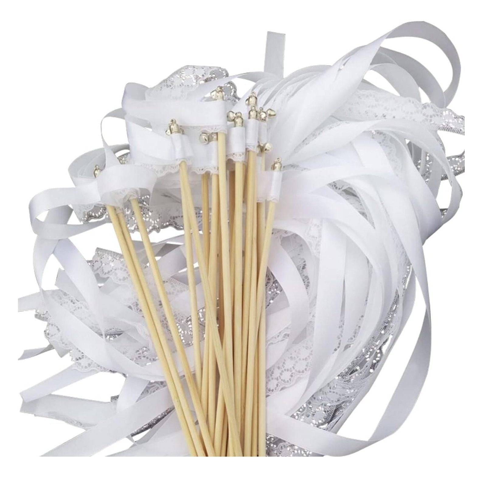 50pcs Ribbon Streamers with , Party Ribbon Stick Fairy Stick Wish Wands ...