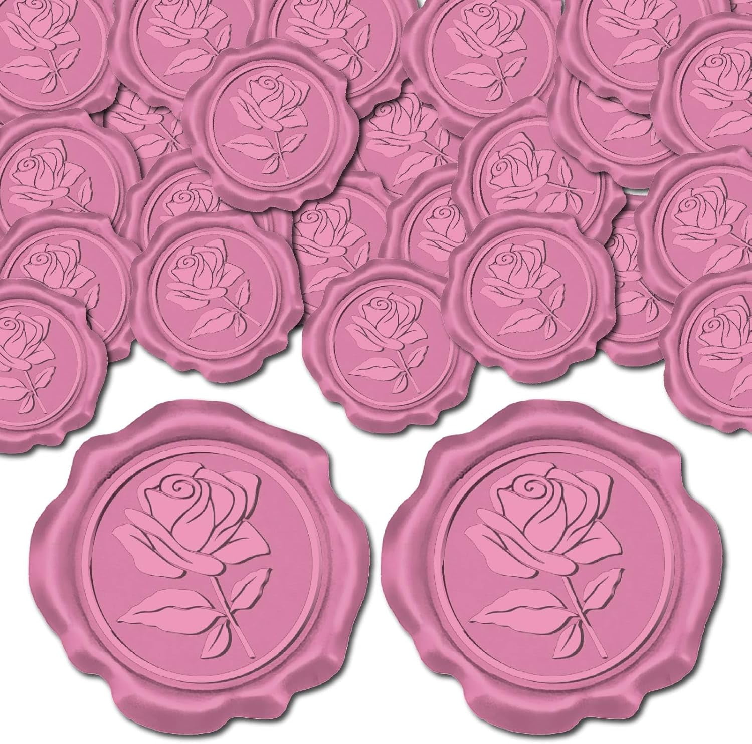 50pcs Rose Wax Seal Stickers Pink Decoration Stickers Flower Adhesive ...