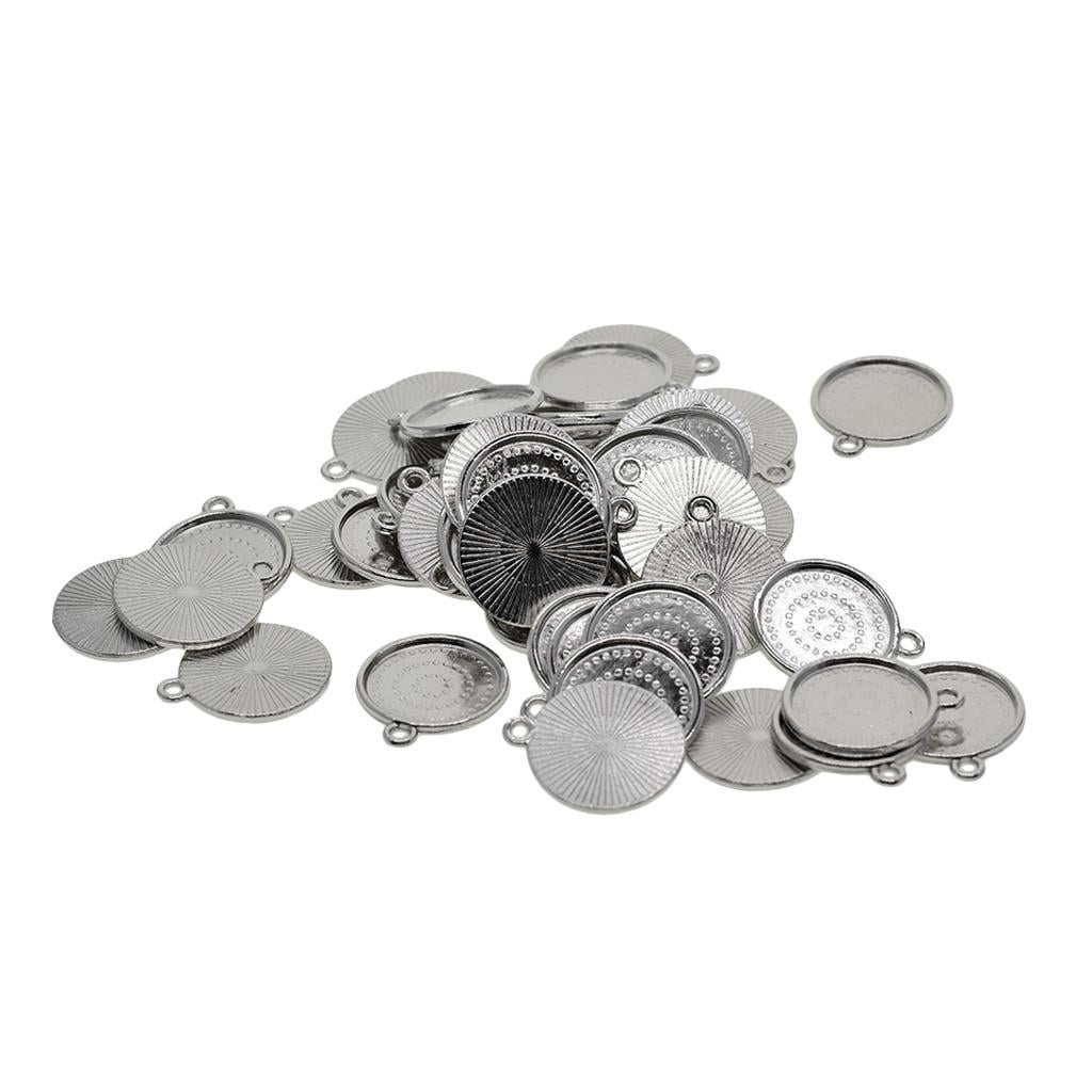 50pcs Round Bezel Pendant Trays Blank Bases Cabochon Settings DIY ...