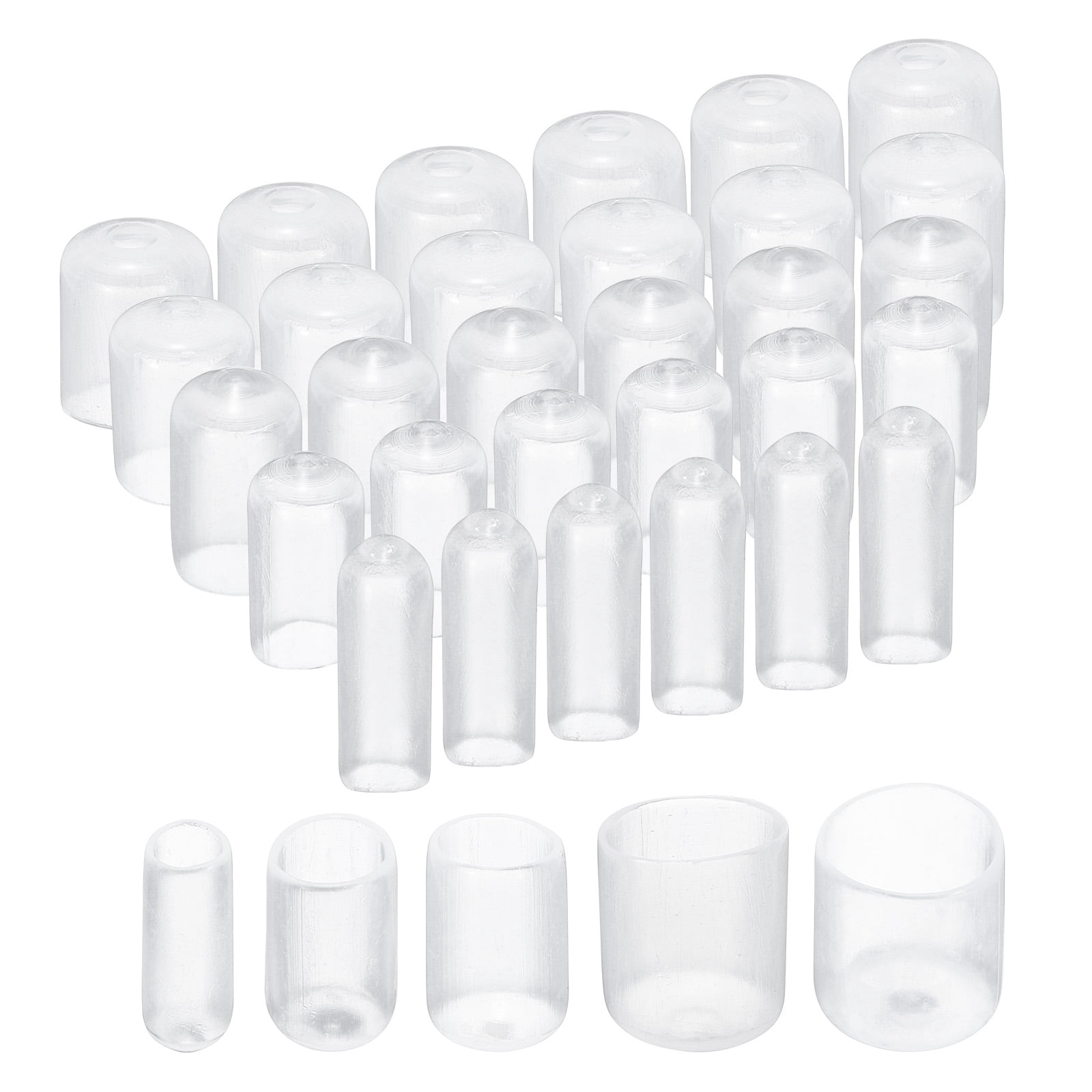 50pcs Round Rubber End Caps 1/4" 3/8" 1/2" 3/4" 7/8" Clear Vinyl Cover ...