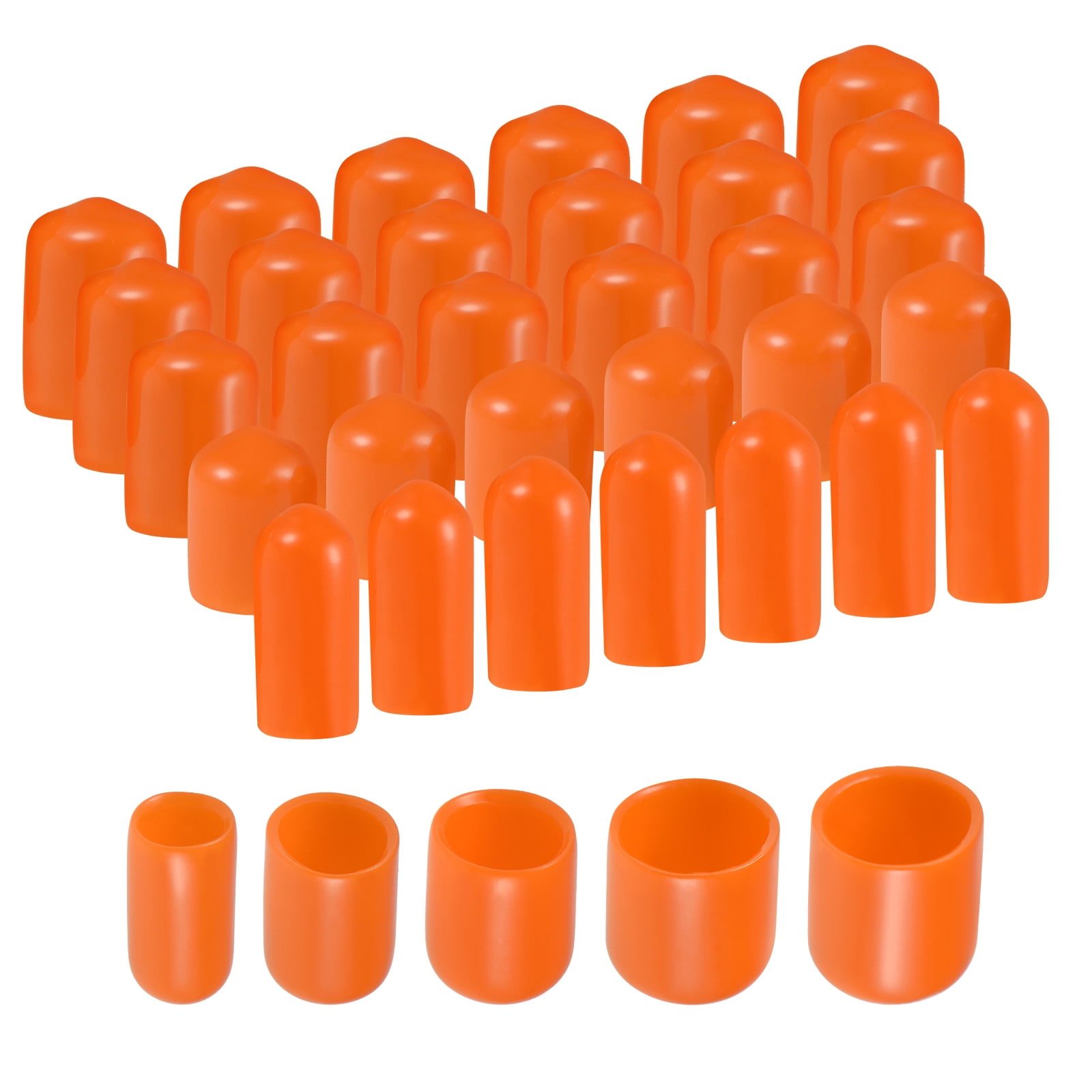 50pcs Round Rubber End Caps 1/4" 3/8" 1/2" 5/8" 3/4" Orange Vinyl Cover ...