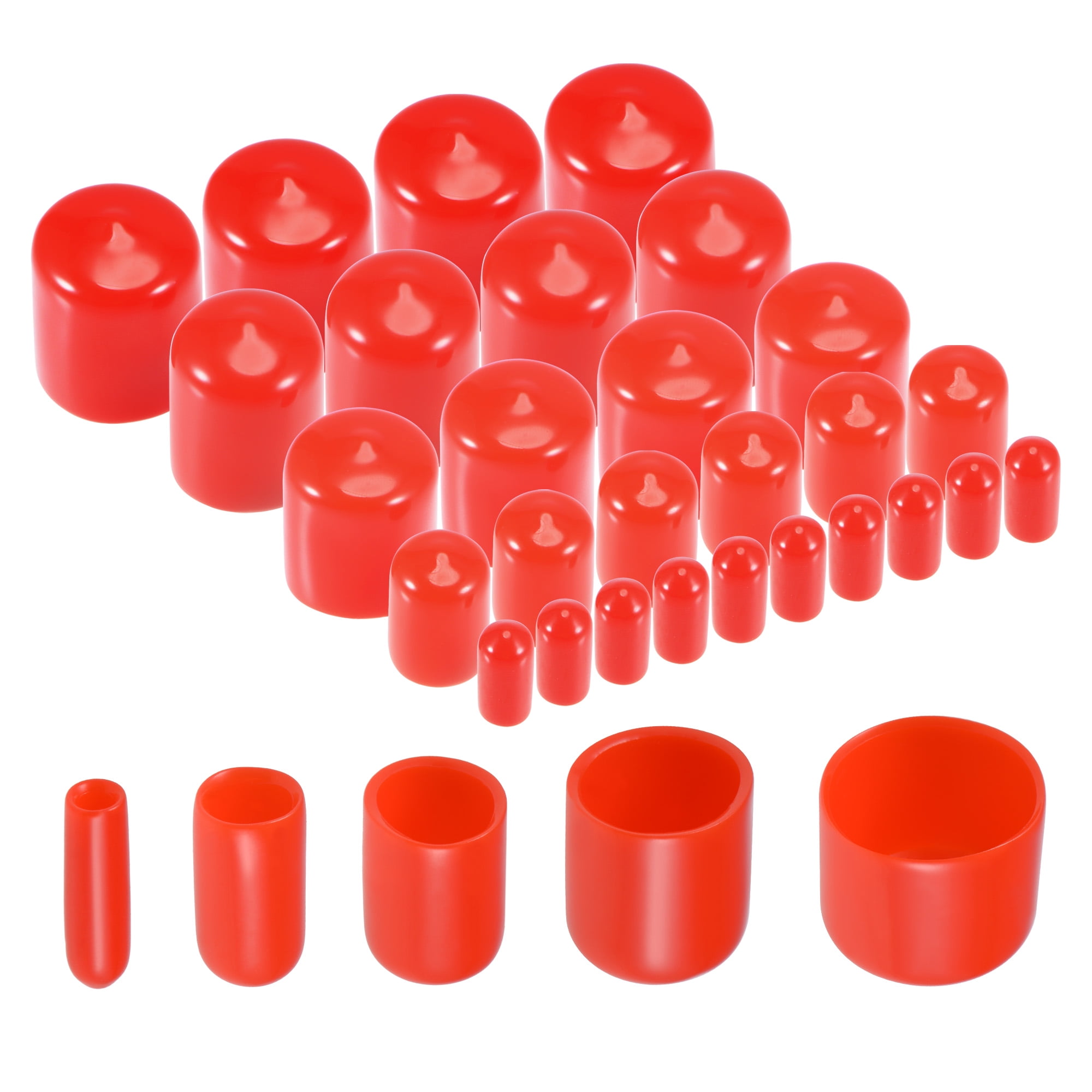 50pcs Round Rubber End Caps 1/8" 1/4" 1/2" 3/4" 15/16" Red Vinyl Cover ...