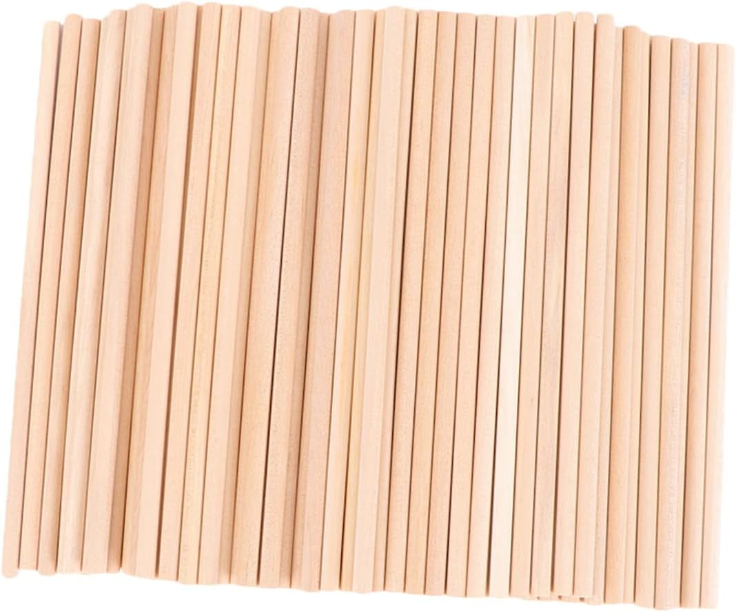 50pcs Round Stick Kids Raft Sticks Wood Dowels Popsicle Craft Sticks ...