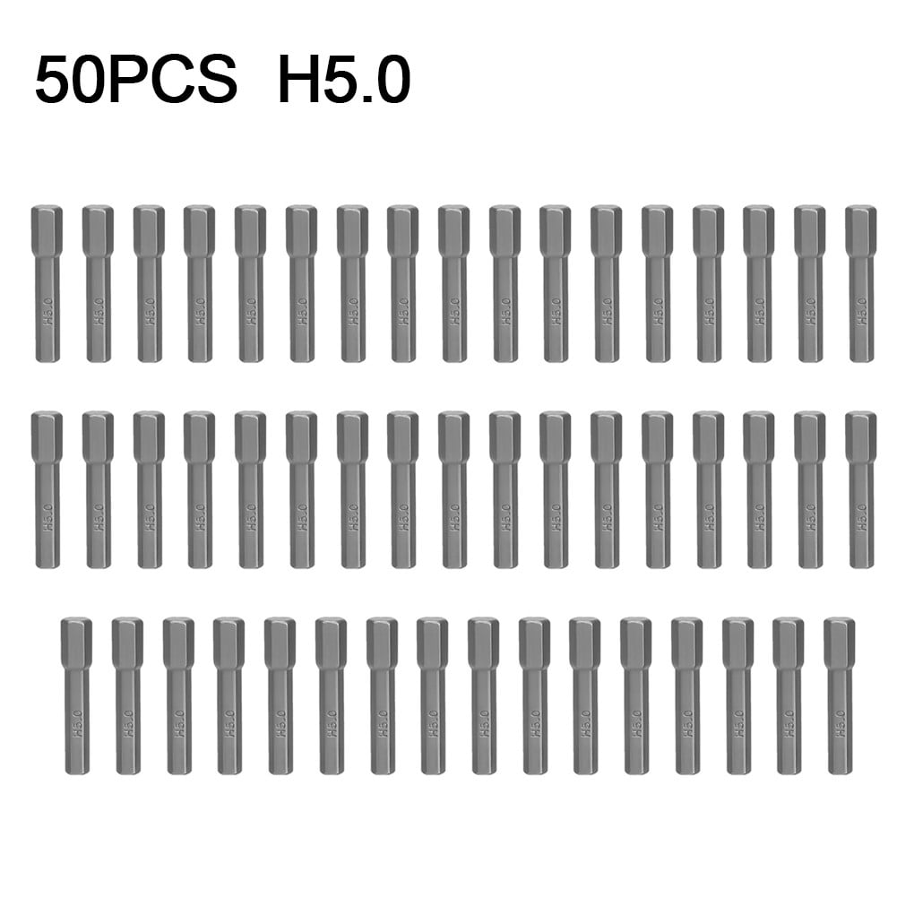 50pcs Screwdriver Bits 4mm Hex Shank H0.7-H5 Hexagon Socket Batch Head ...