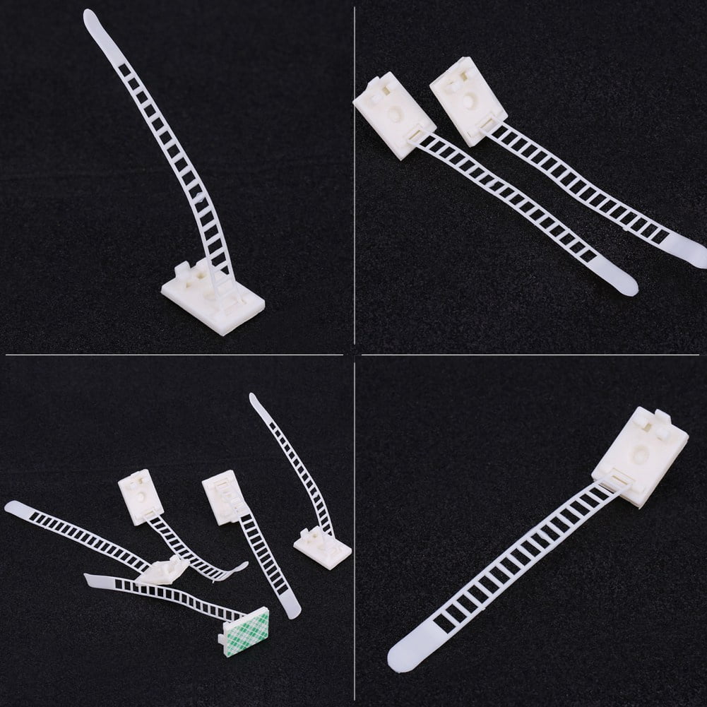 50pcs Self Adhesive Adjustable Clips Fastens Car Cable Wire Tie Clamp ...