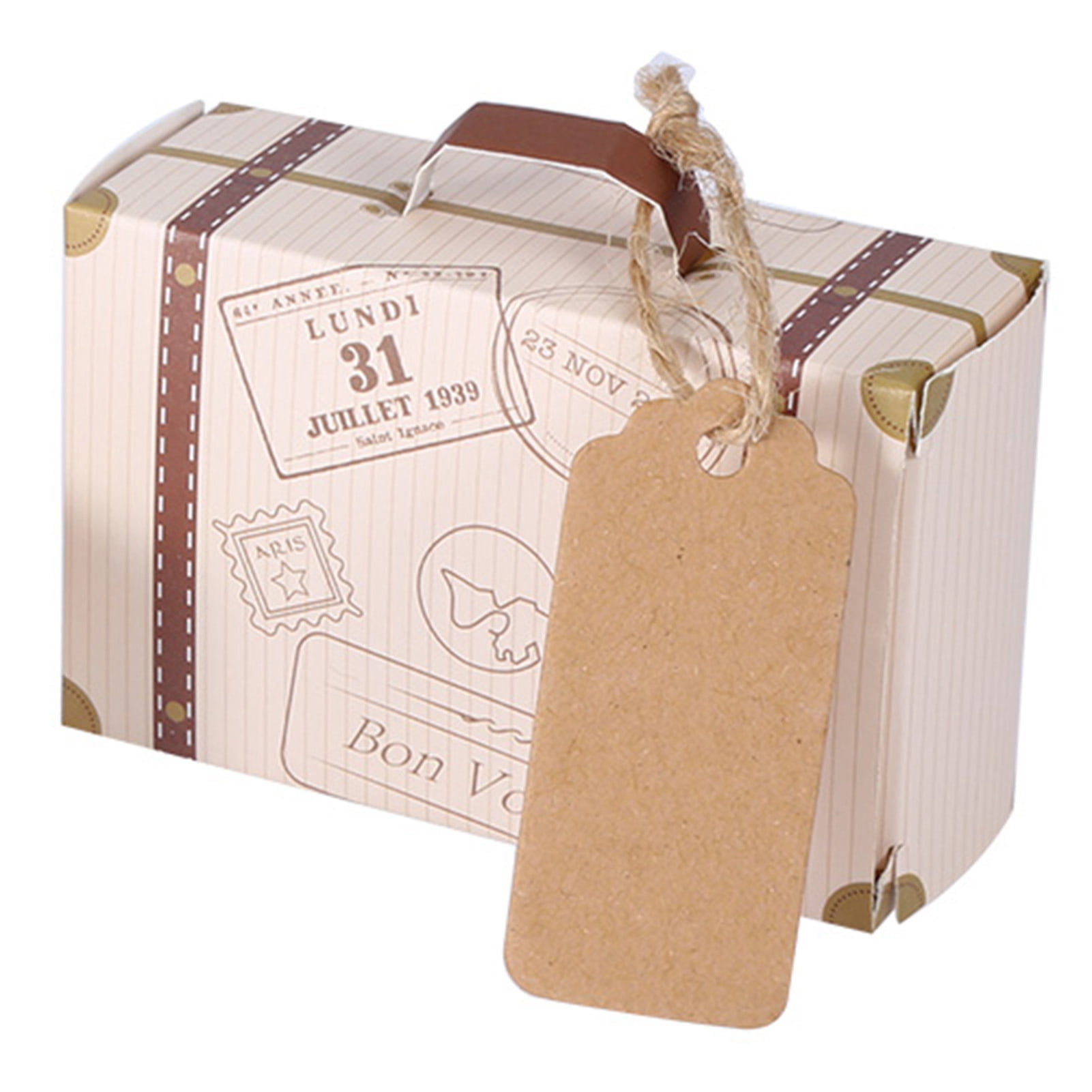 50pcs/ Set Suitcase Candy Boxes Portable Vintage Kraft Paper Mini ...