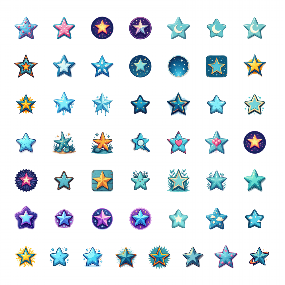 50pcs Shiny Blue Star Stationery Stickers Party Decoration Children ...