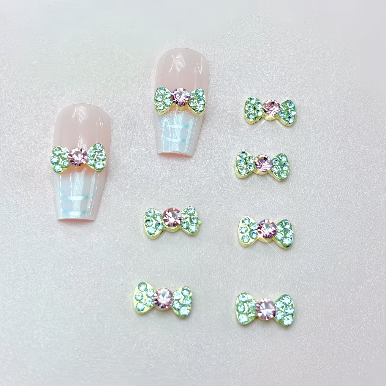 50pcs Shiny Rhinestone Bowknot Nail Charms - Elegant Nail Art ...