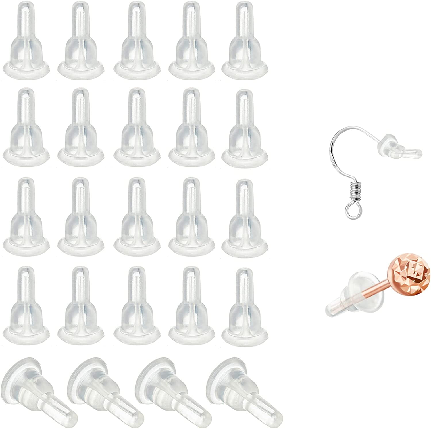 50pcs Silicone Earring Backs, Full-Cover Clear Earring Backs, Dust ...