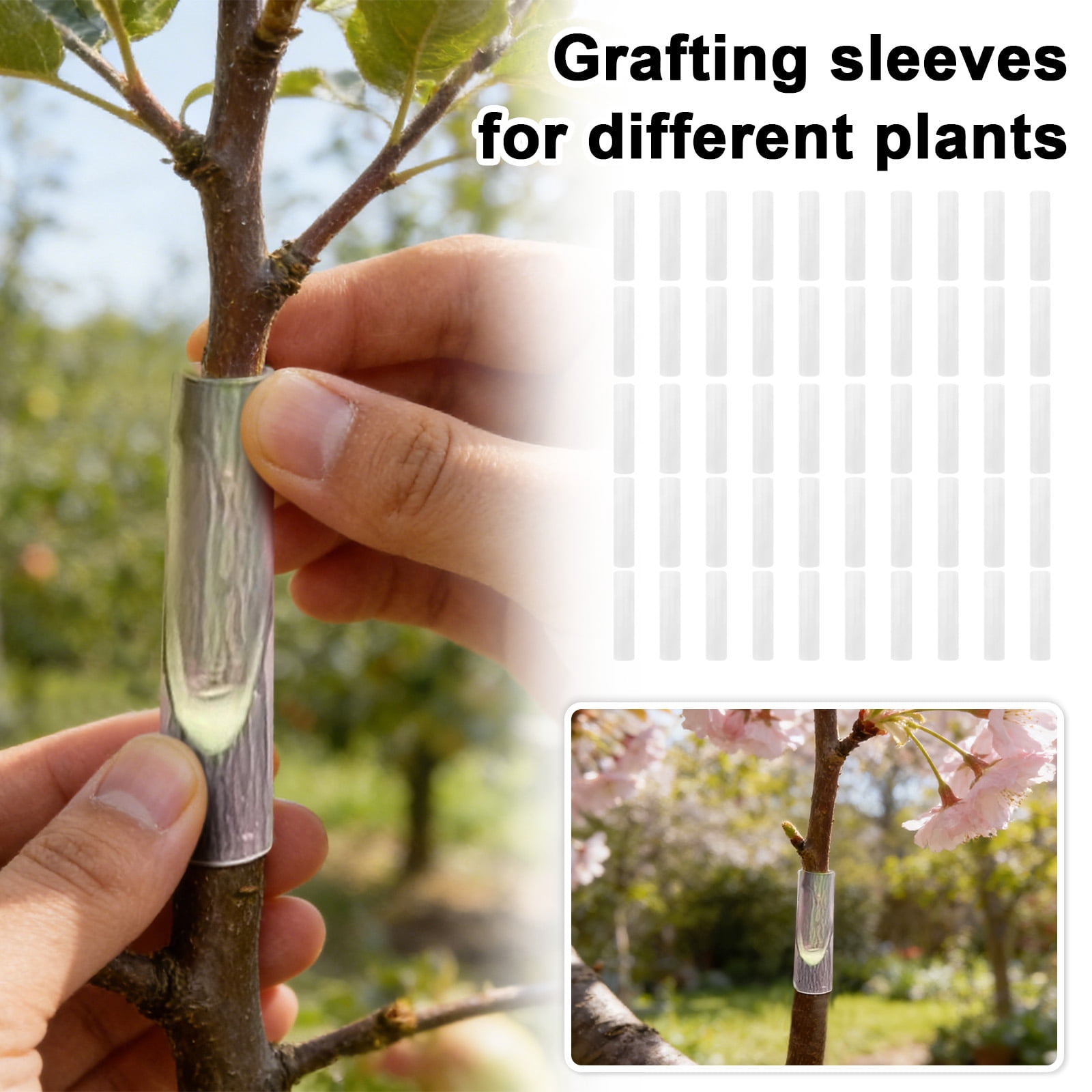 50pcs Silicone Grafting Sleeves for Fruit Trees Plants, Grafting Kit ...