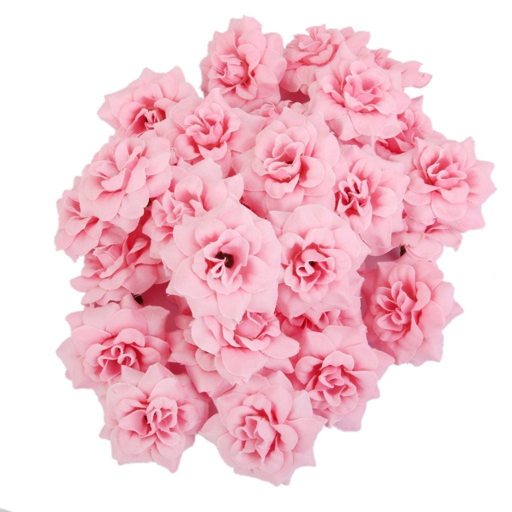 50pcs Silk Rose Head Artificial Flower Bulk Craft Fake Rose Head ...