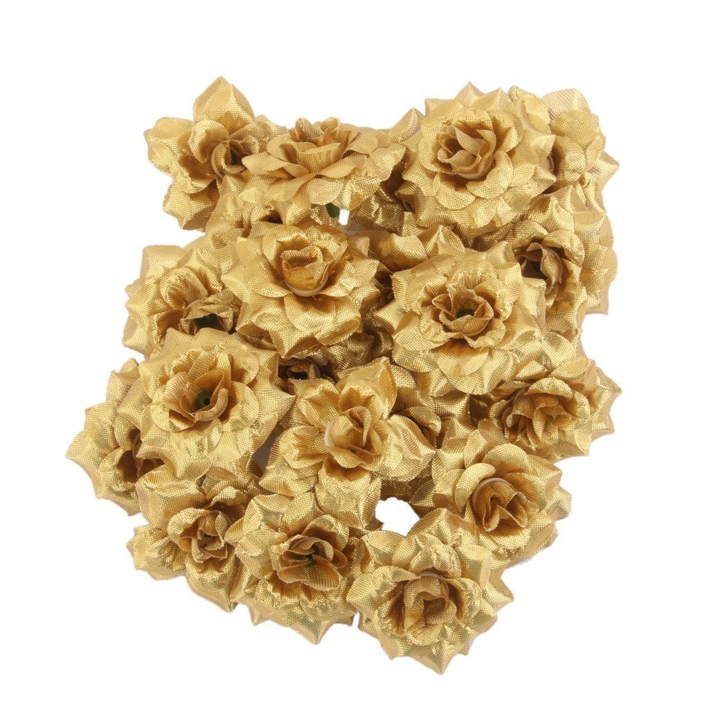 50pcs Silk Rose Head Artificial Flower Bulk Craft Fake Rose Head ...