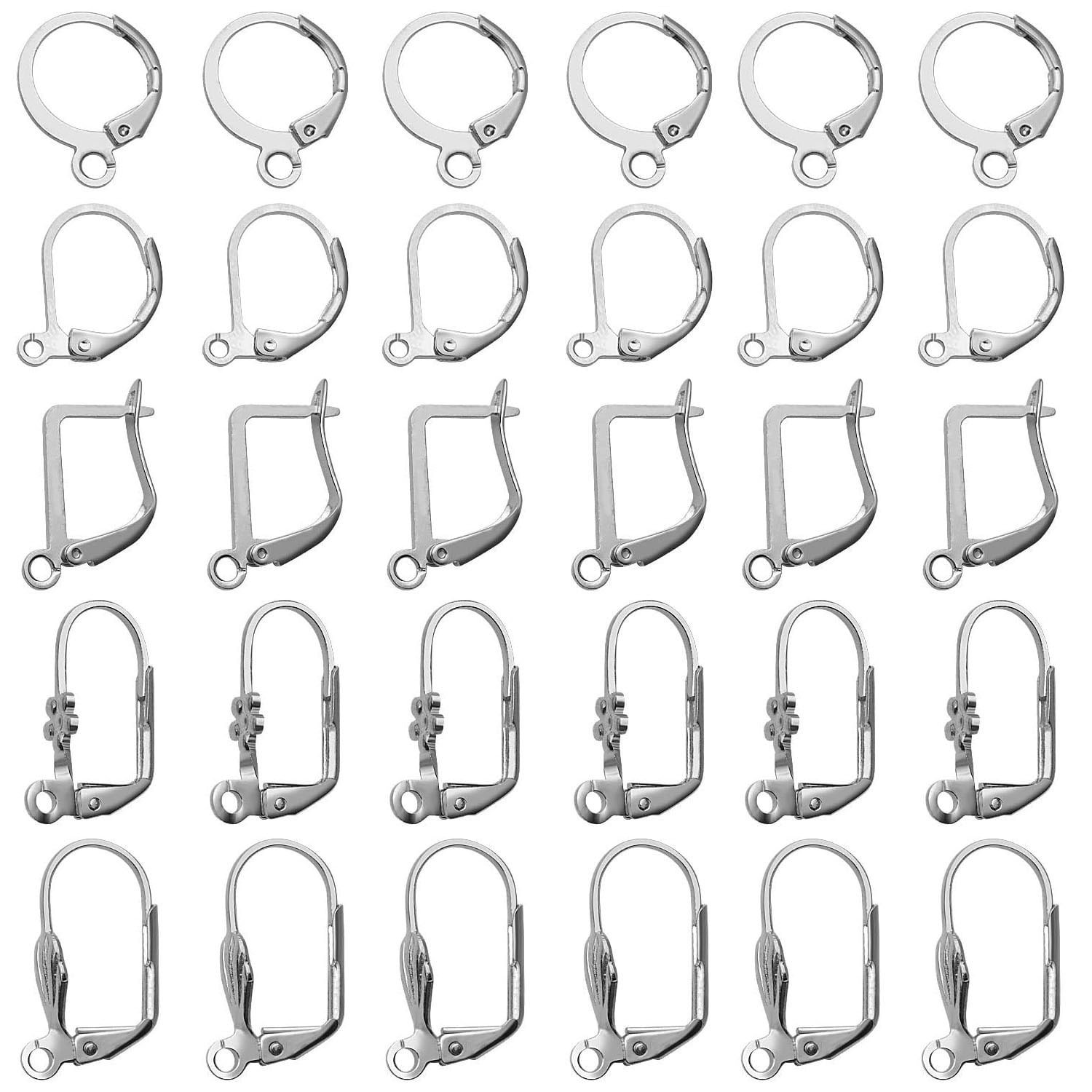 50pcs Silver Hypoallergenic French Earring Hooks Brass Lever Back ...