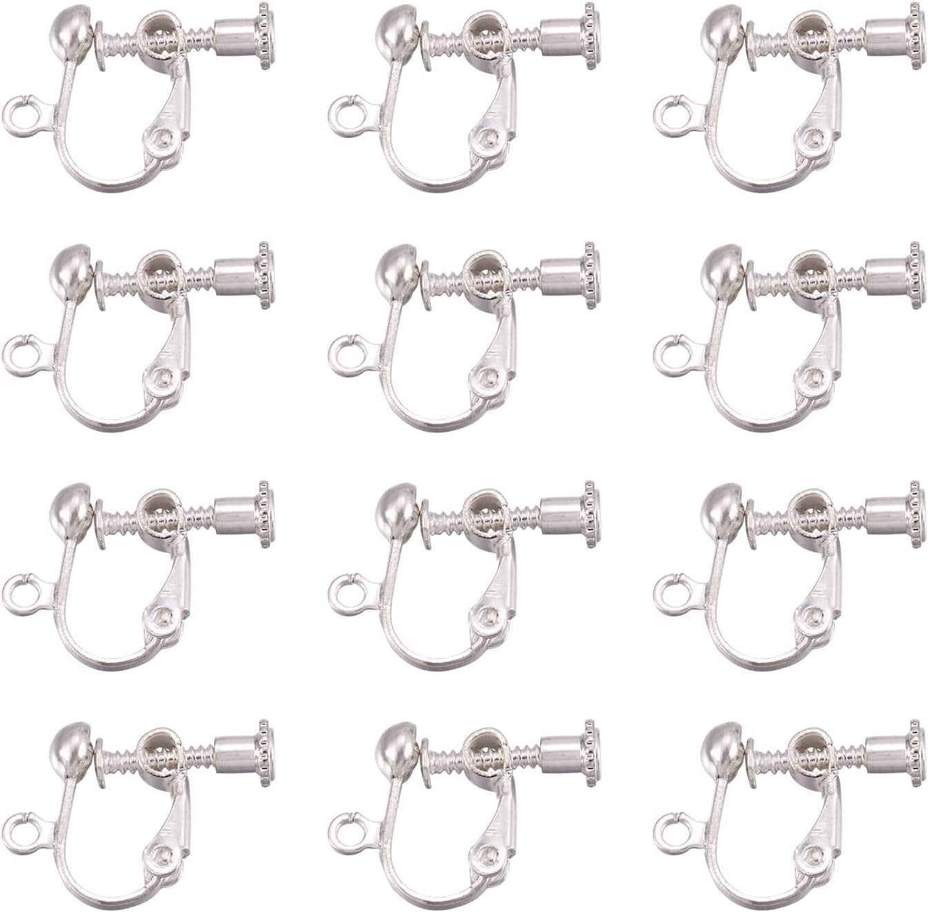 50pcs Silver Screw Back Clip on Earring Converters Adjustable Earring ...