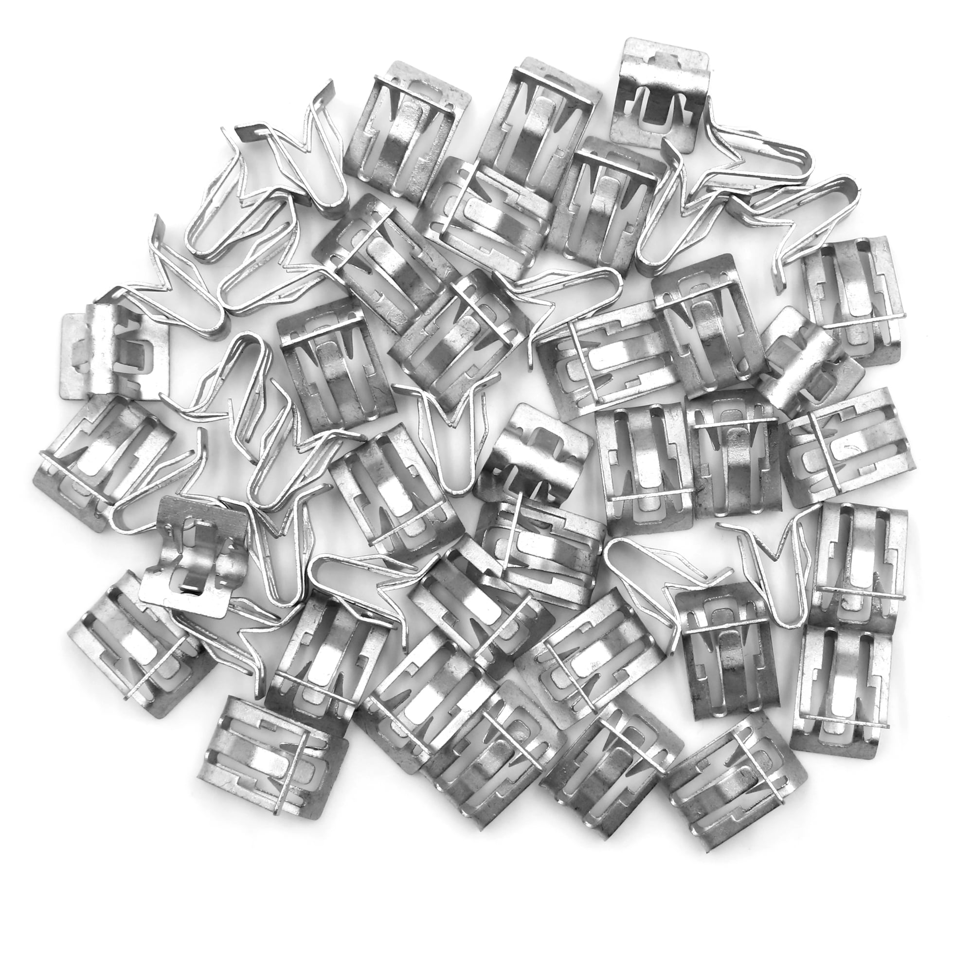 50pcs Silver Tone Metal Fastener Retainer Dash Dashboard Trim Clip for ...