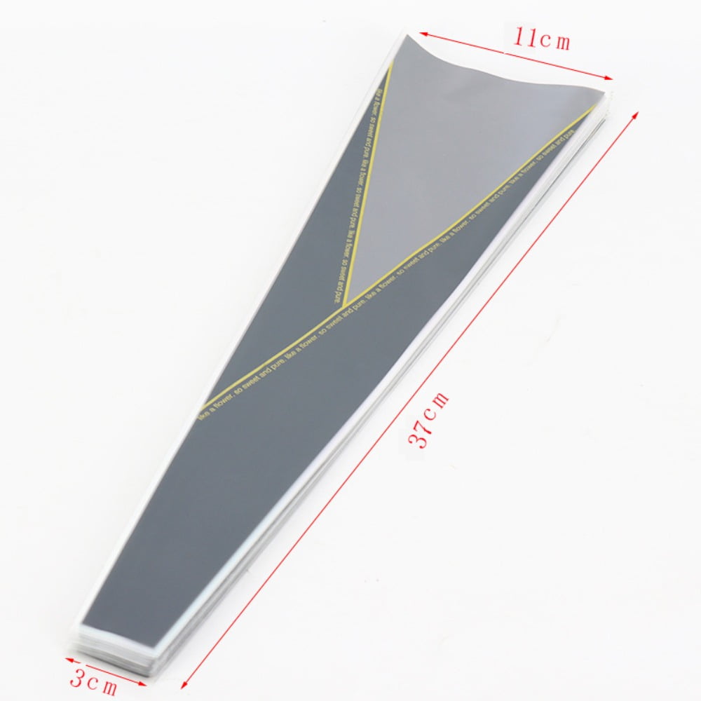50pcs Simple Single Rose Cone Shape Clear Flower Wrapping Bag Floral ...