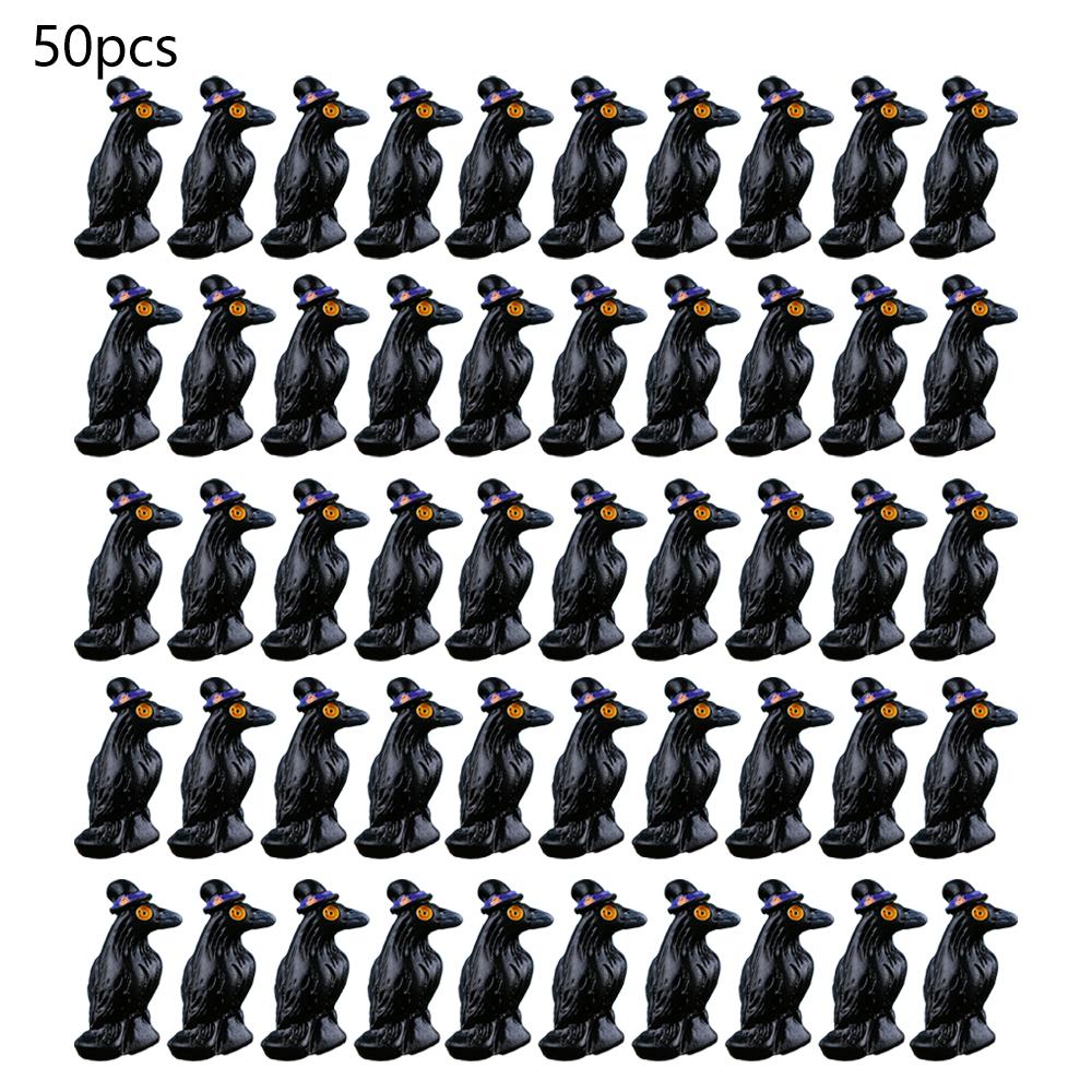 50pcs Simulation Resin Black Crow Halloween Miniature Prop Festival ...