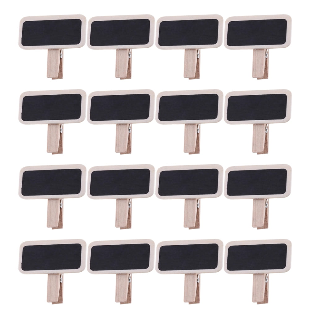 50pcs Small Chalkboard Wooden Clips Rectangular Memo Clamps Message ...
