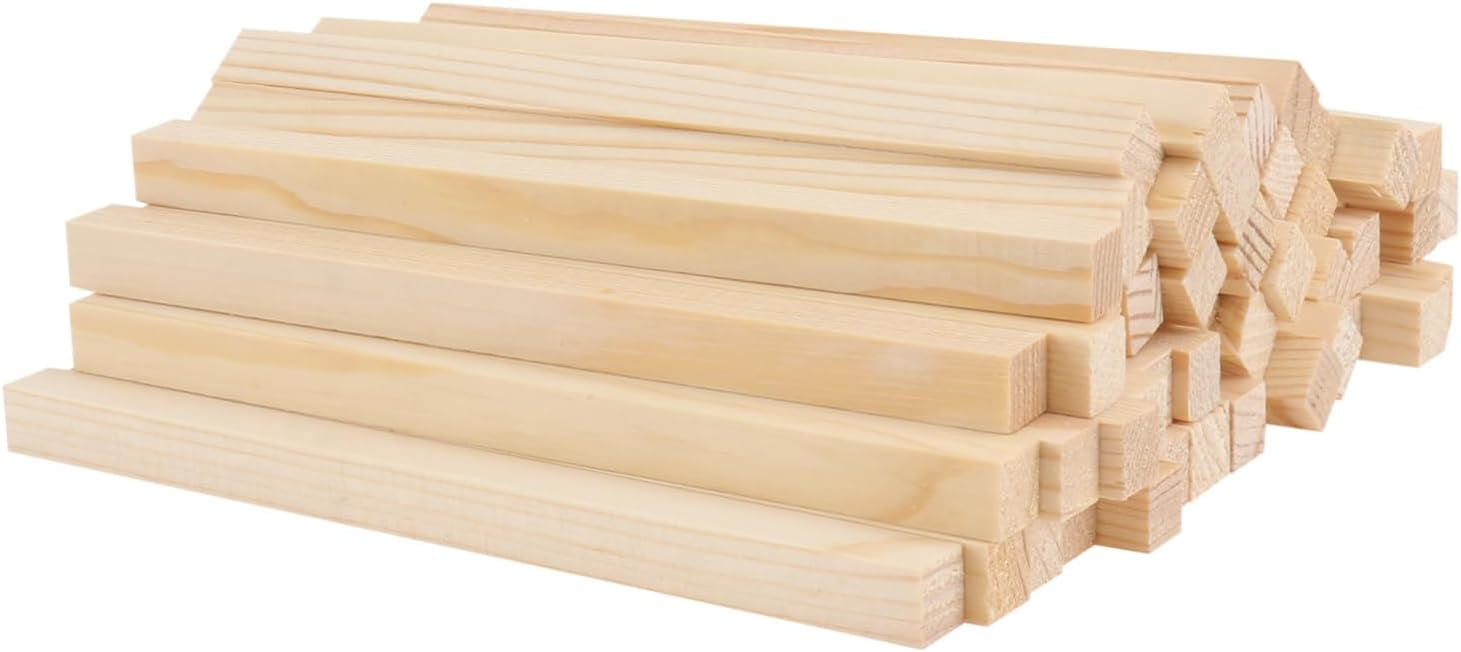 50pcs Small Wooden Strip Hardwood Square Dowels Unfinished Hardwood ...
