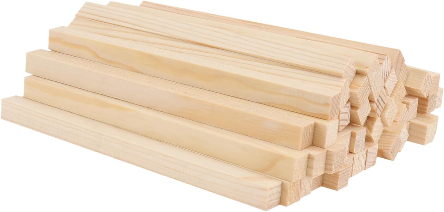 50pcs Small Wooden Strip Wooden Square Sticks Natural Wood Sticks Wood ...
