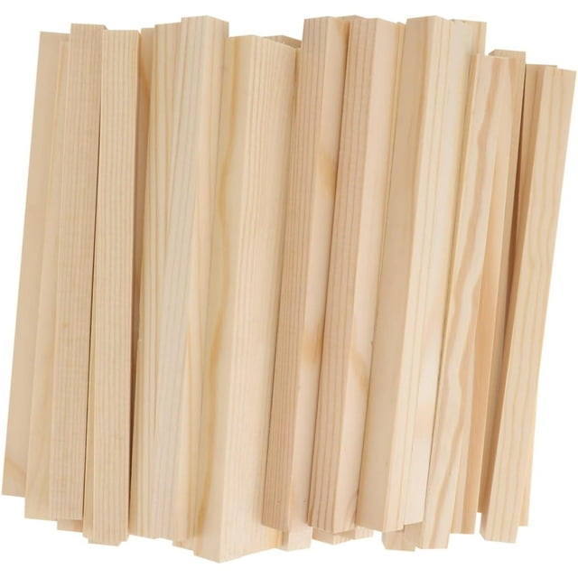 50pcs Small Wooden Strip Wood Dowel rods Wooden Square Sticks DIY Craft ...
