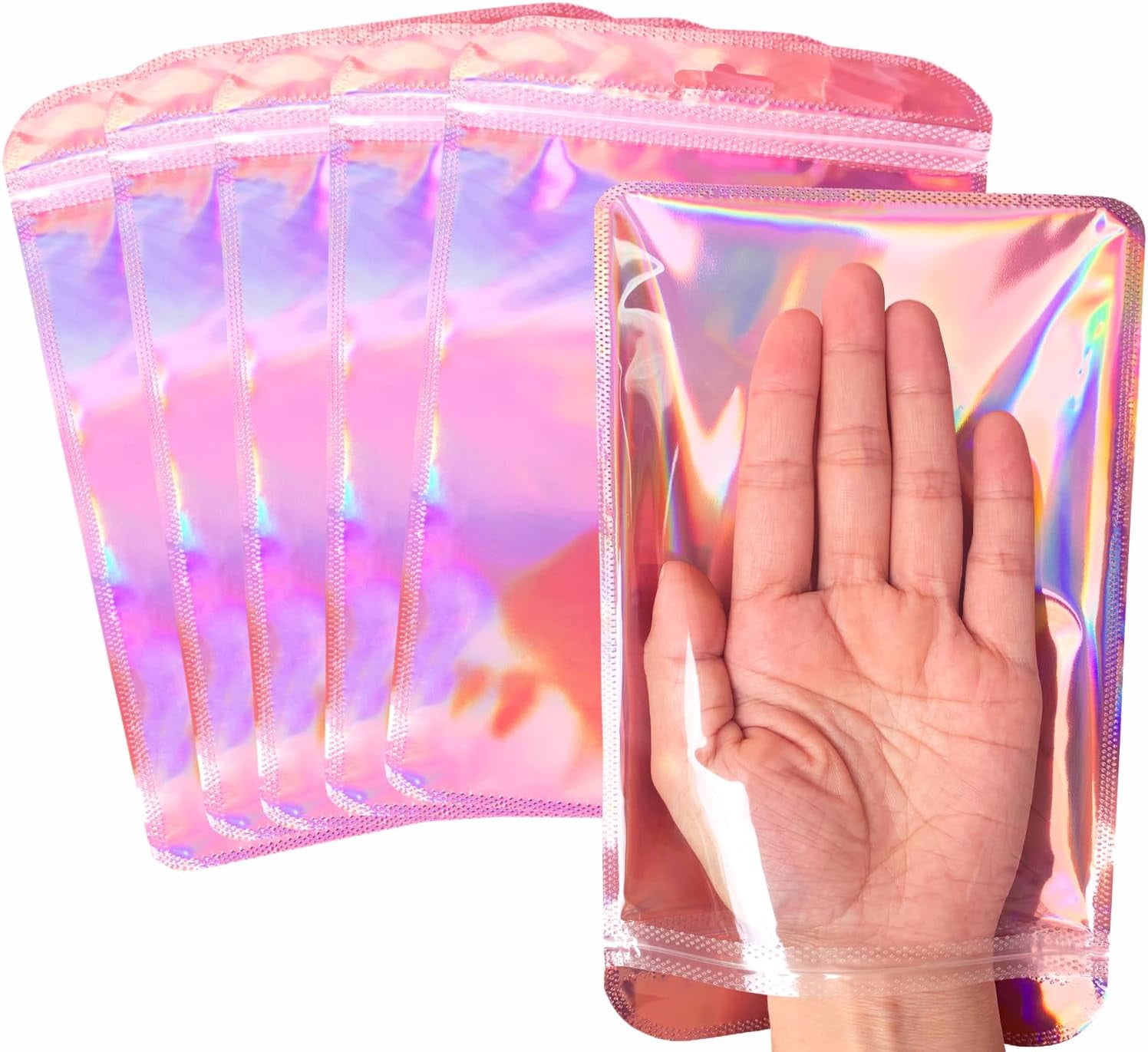50pcs Smell Proof Bags Resealable Holographic Pouch Sample Bag Great ...