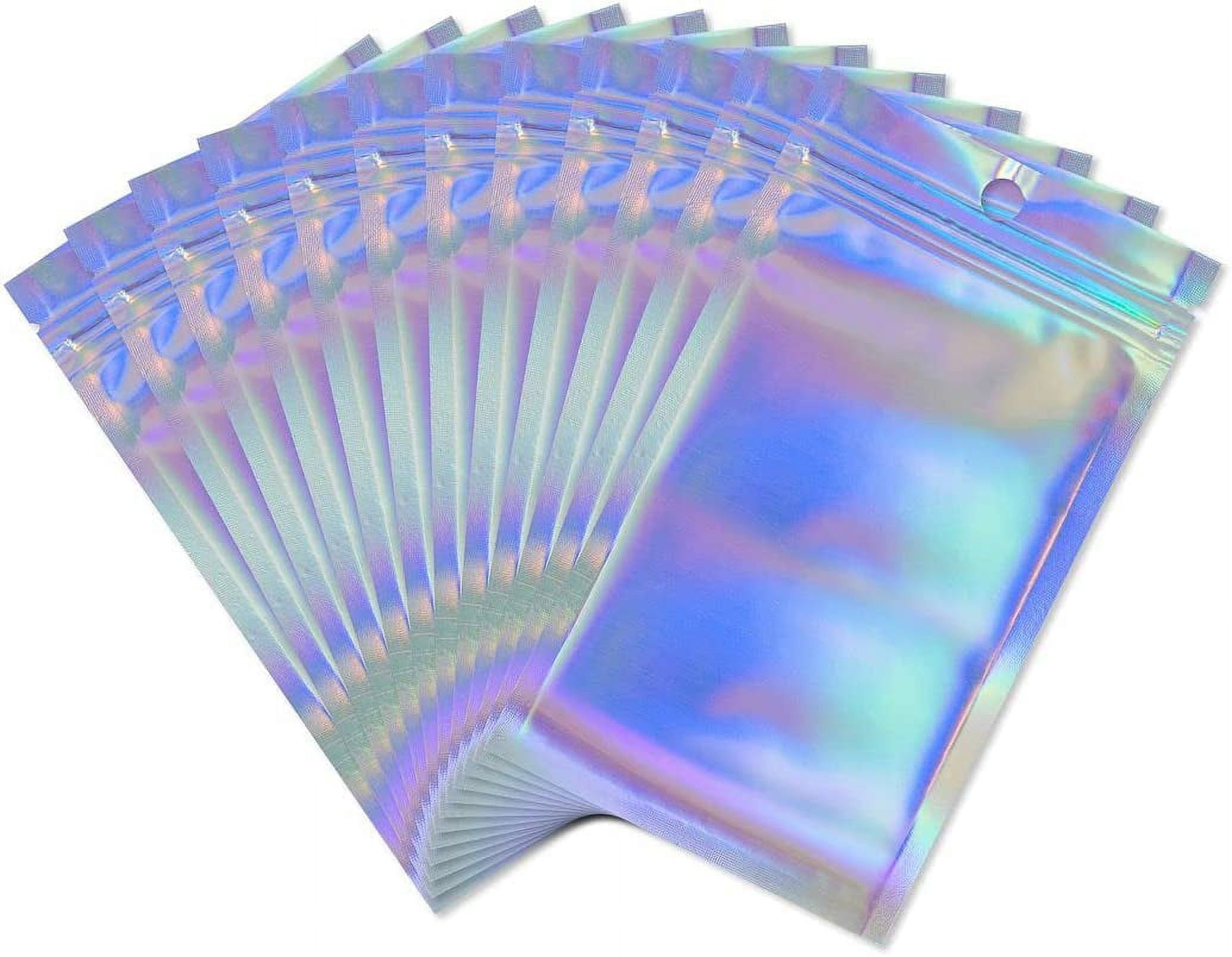 50pcs Smell Proof Small Holographic Ziplock bags, Reusable Foil Sample ...