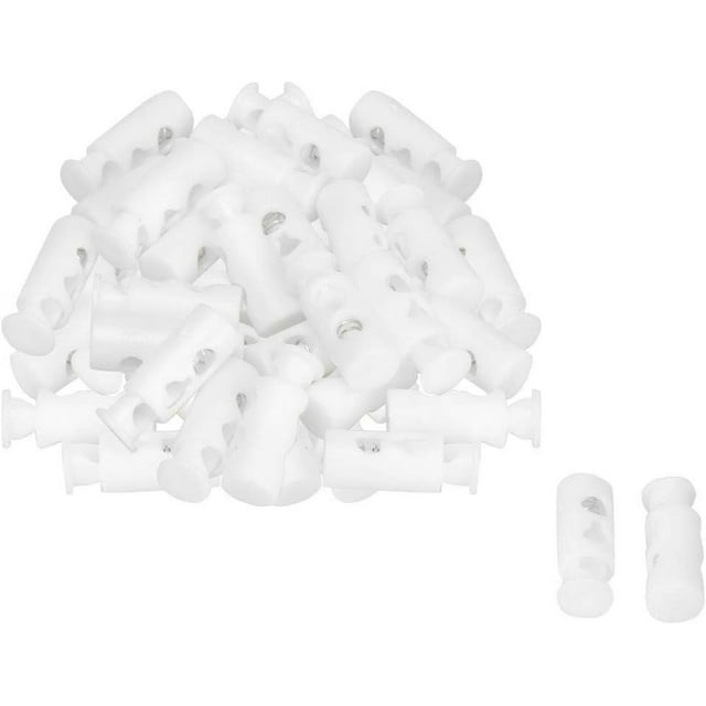 50pcs Spring Cord Locks Plastic End Stopper Dual Holes Toggle Fastener ...