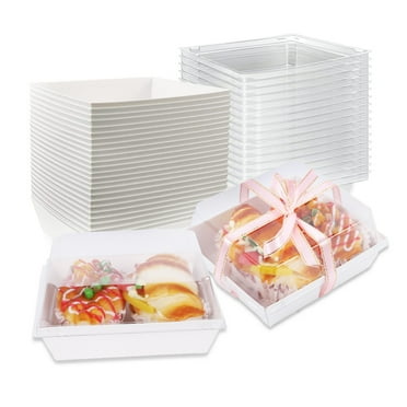 Shininglove 50 Packs Paper Charcuterie Boxes with Clear Lids, Square ...