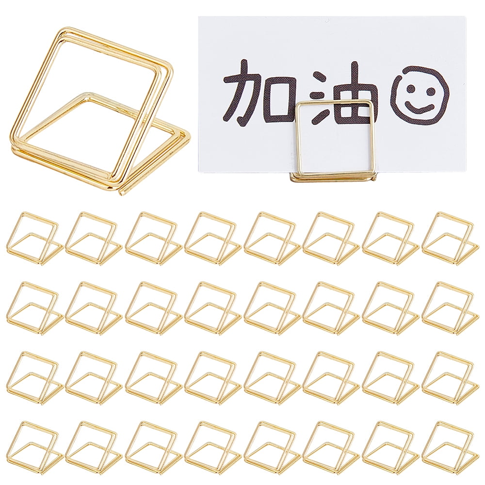 50pcs Square Table Card Holder Gold Picture Clips Stand Metallic Table ...