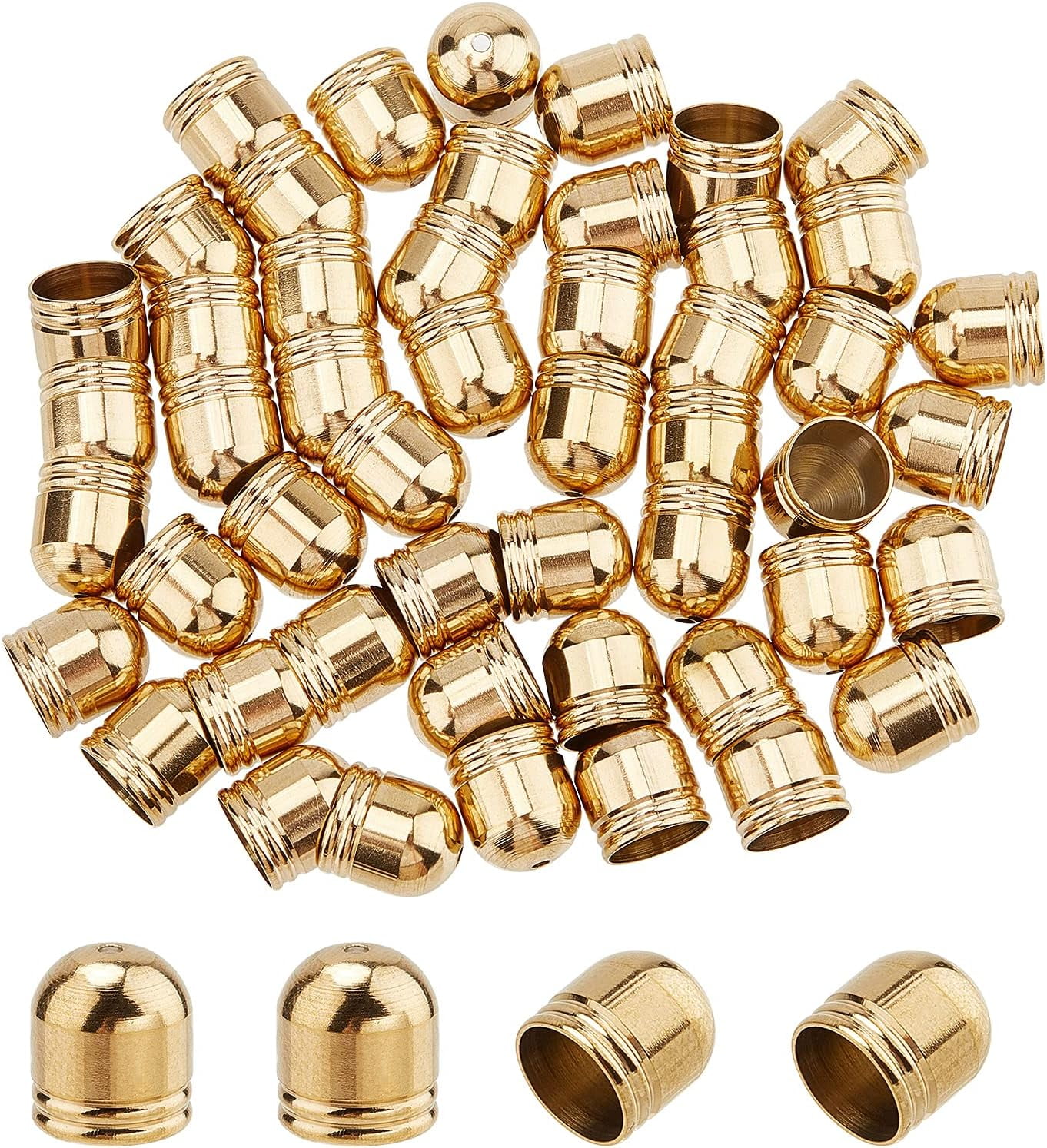 50pcs Stainless Steel End Caps 2mm Hole Leather Cord End Cord End Cap ...