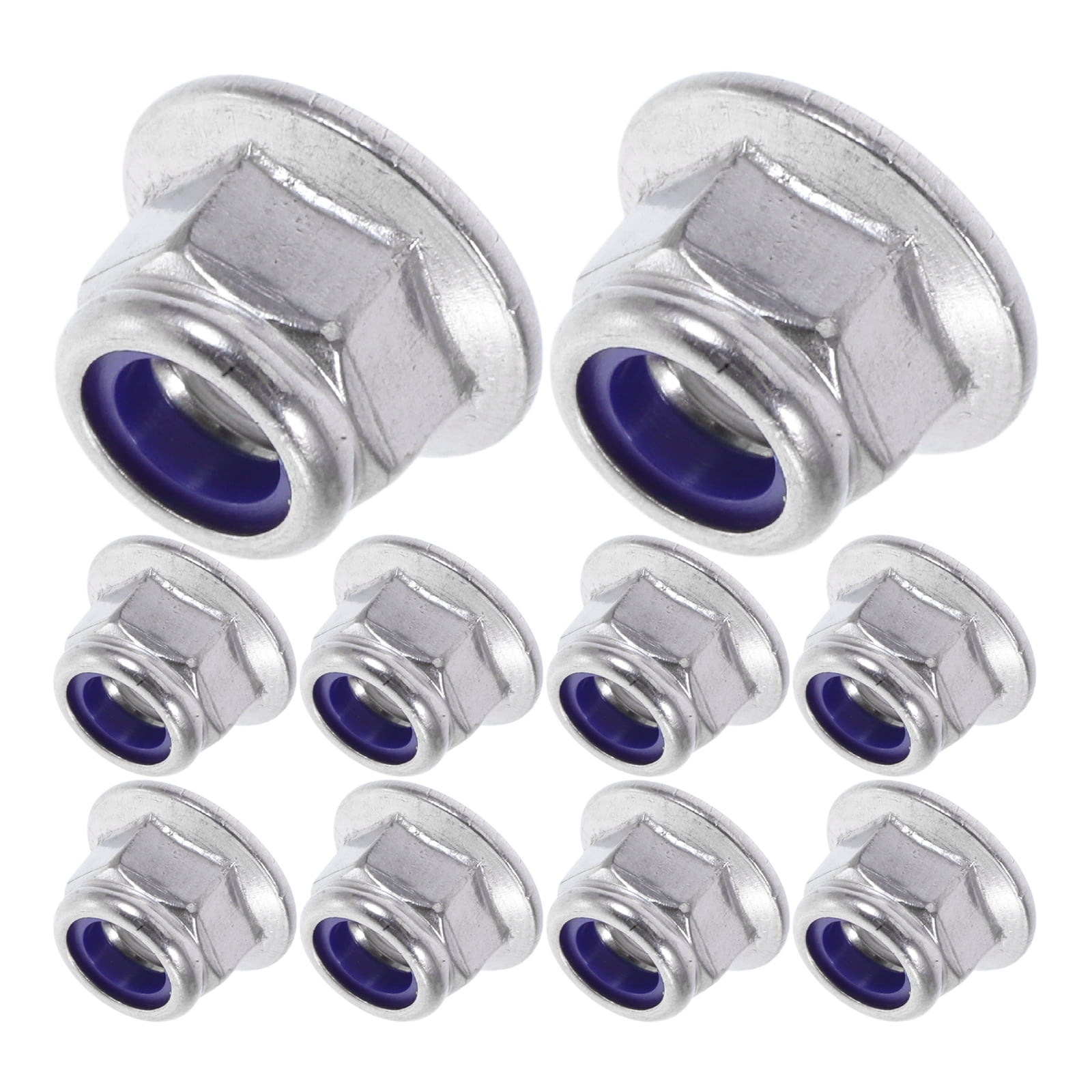 50pcs Stainless Steel Hex Flange Lock Nuts Nylon Insert Lock Nuts Self ...