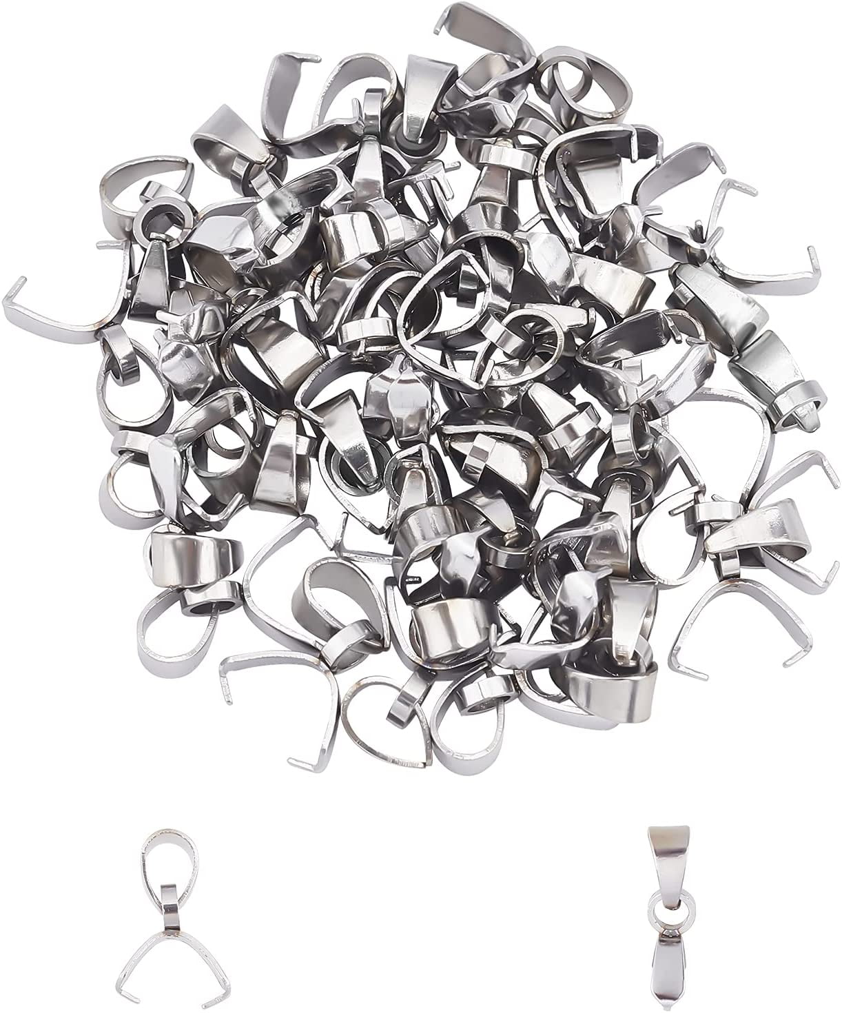 50pcs Stainless Steel Ice Pick Pinch Bails Steel Pinch Clip Clasp ...